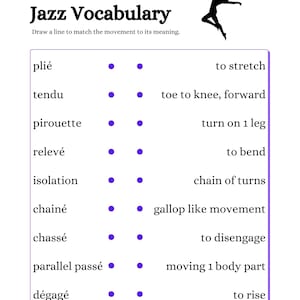 Jazz Dance Vocabulary Packet - Etsy