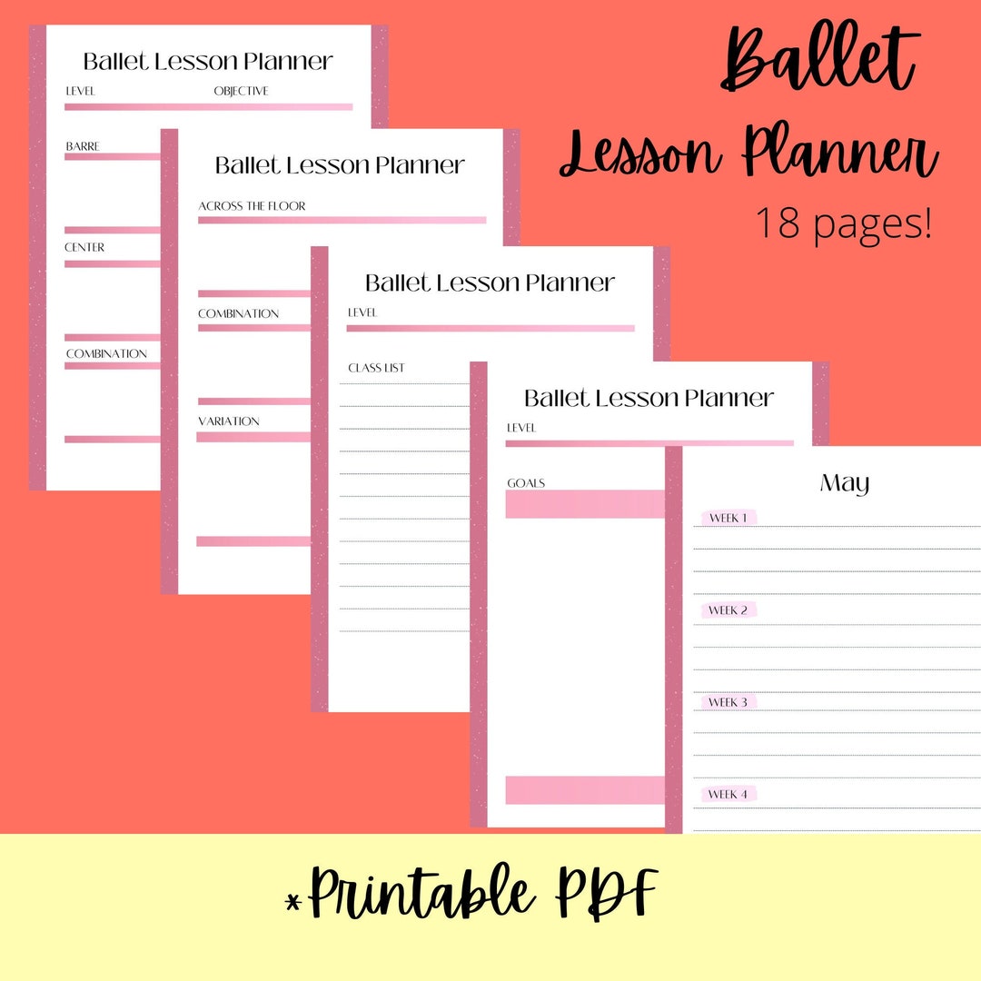 Pink Ballet Lesson Plan Printable - Etsy