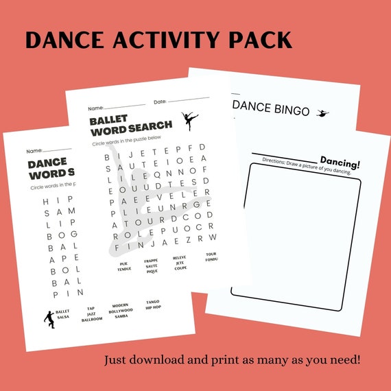 Dance Activity Pack for Students | Etsy