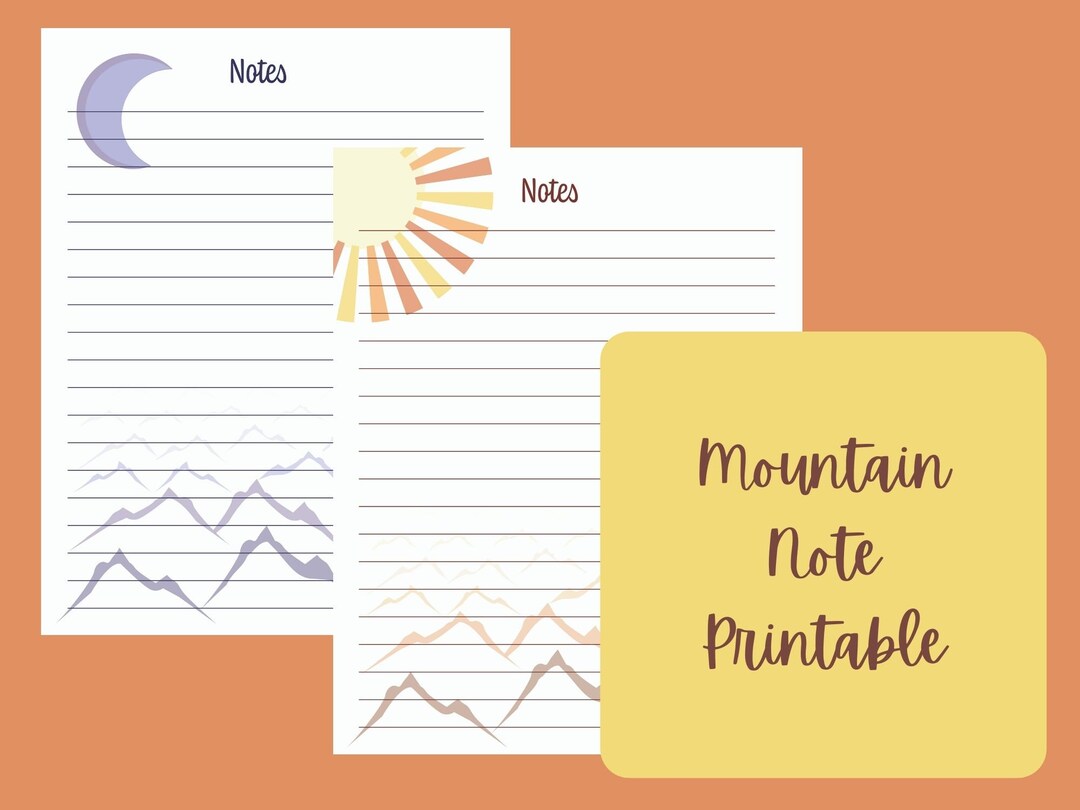 Mountain Theme Notes Printable - Etsy
