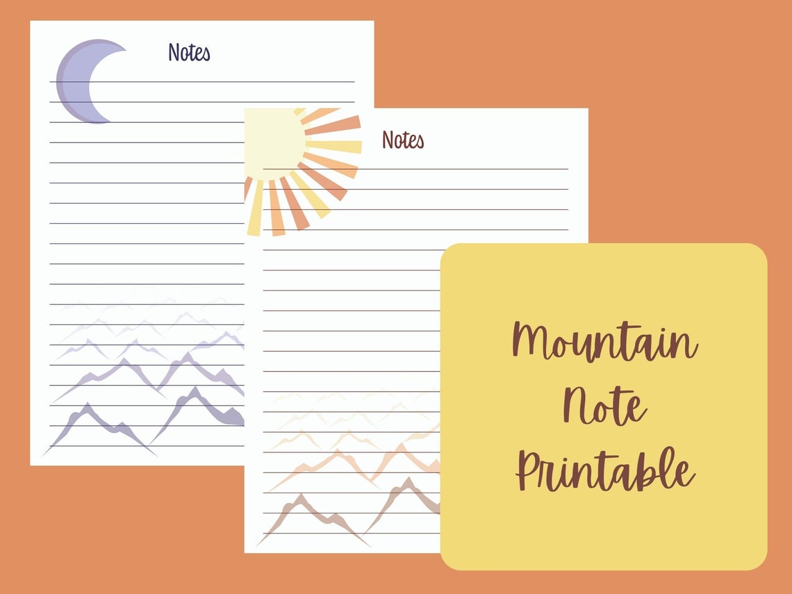 Mountain Theme Notes Printable - Etsy