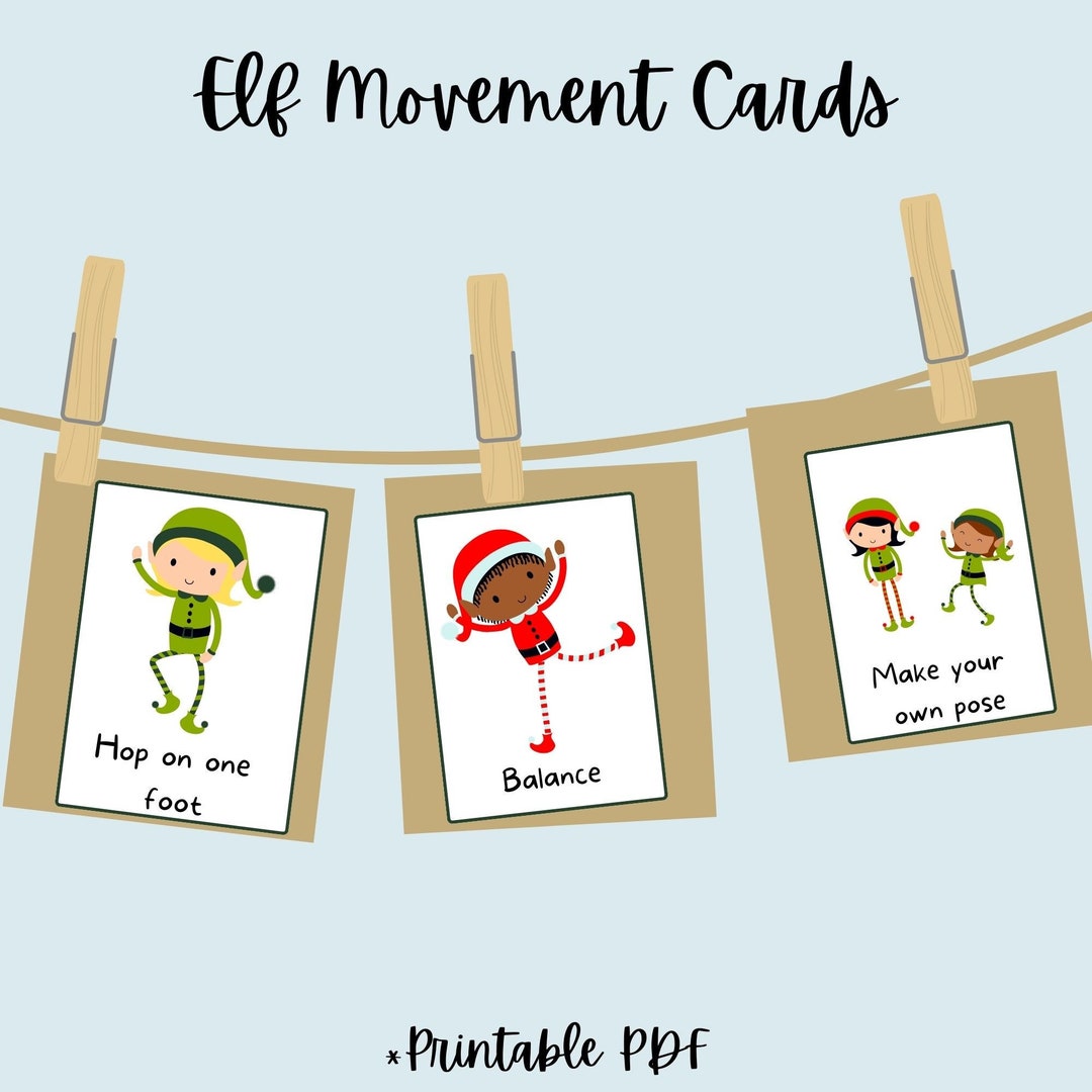 Christmas Elf Movement Cards, Kids Yoga and Dance (printable PDF) - Etsy