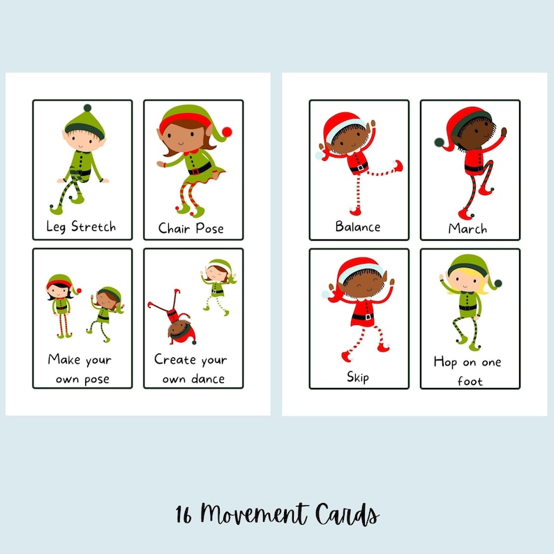 Christmas Elf Movement Cards, Dance and Yoga Activity for Kids, Fun ...