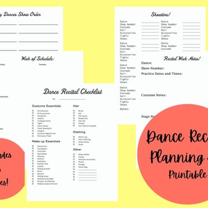 Dance Recital Planning Kit - Etsy