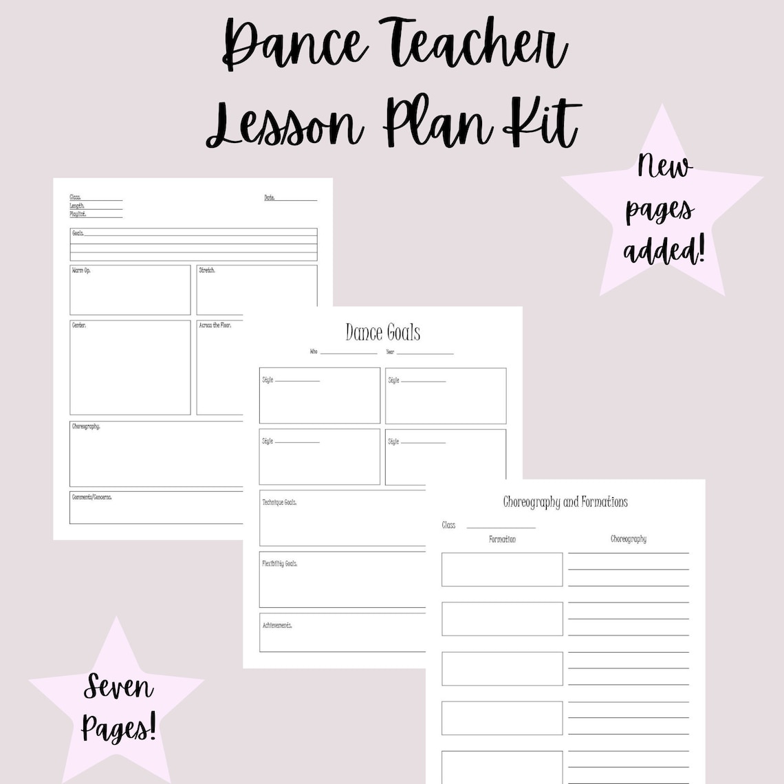 Dance Teacher Lesson Planning Pack - Etsy