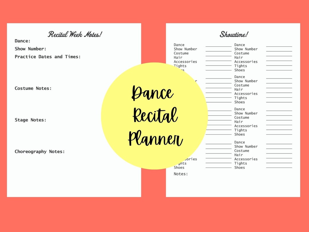 Dance Recital Planner - Etsy