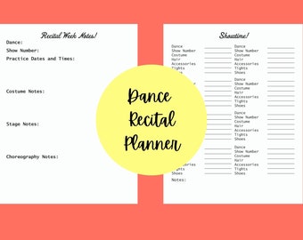 Dance Planner - Printable - Competition, Recital, Costumes, & More - Etsy