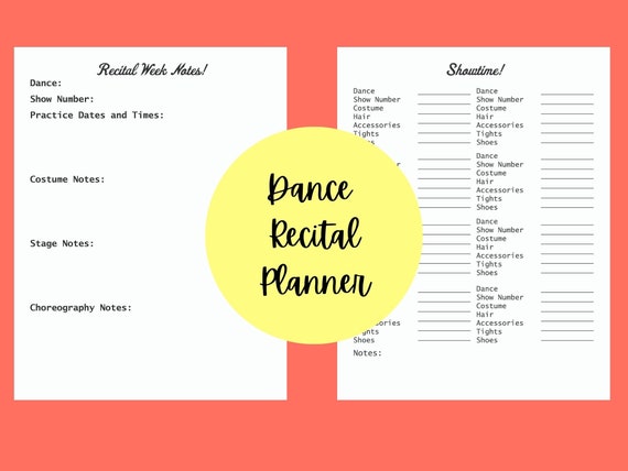 Dance Recital Planner | Etsy