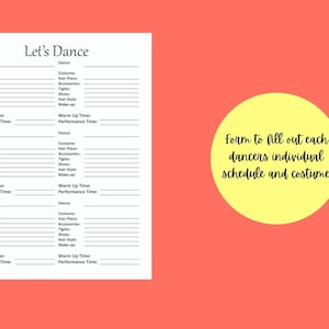 Dance Competition Checklist Printable Digital Download - Etsy