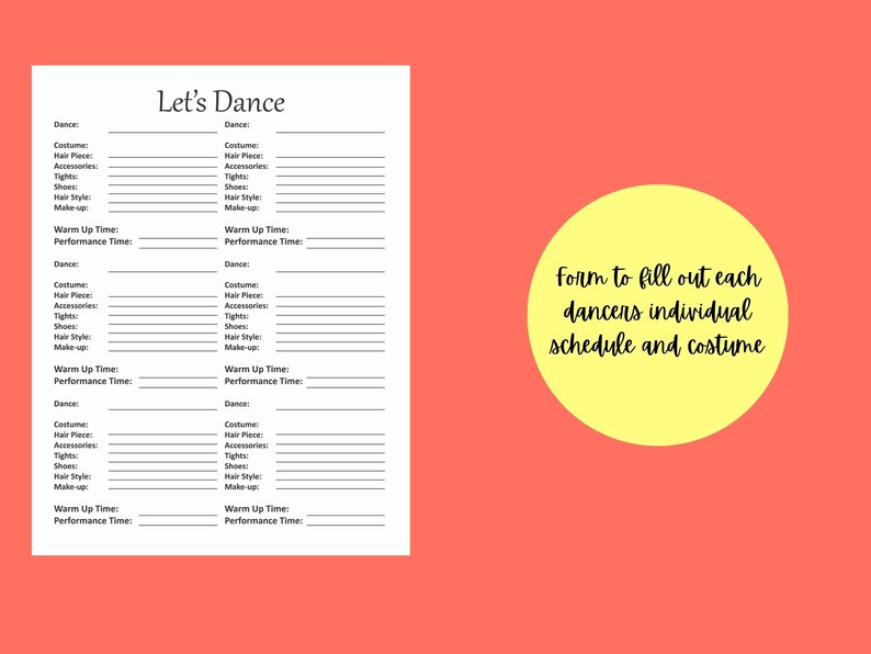 Dance Competition Checklist Printable Digital Download - Etsy
