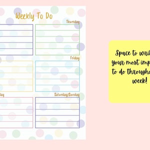 Polka Dot Weekly Planner/to Do Printable PDF - Etsy