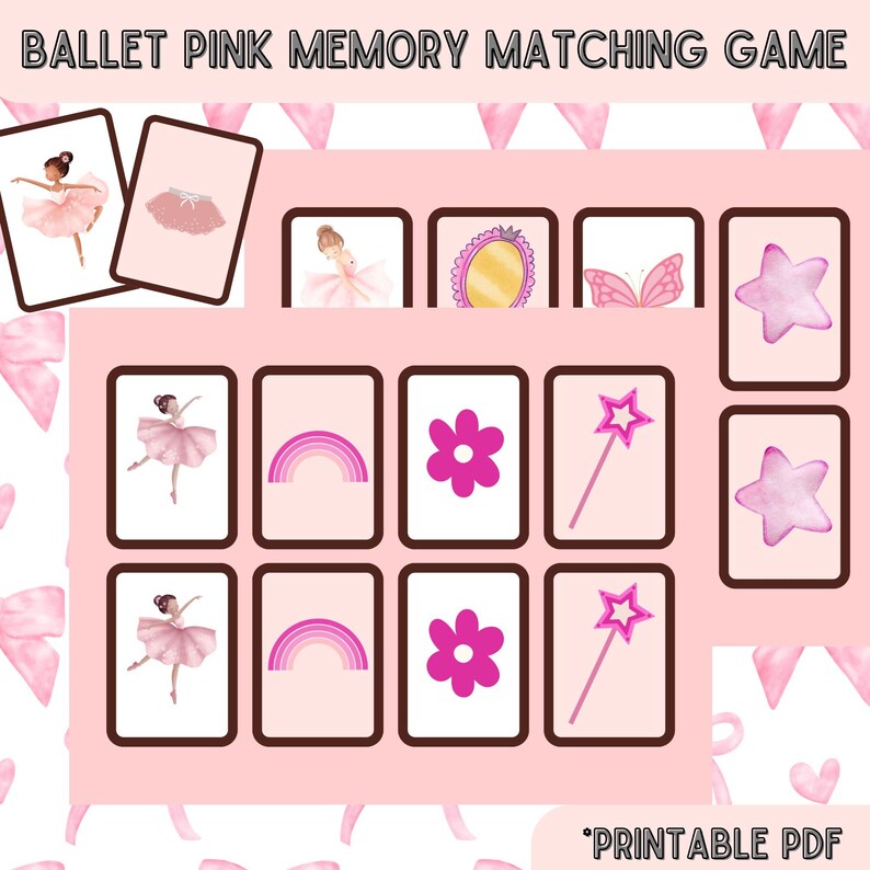 Pink Ballet Memory Matching Game | Printable Dance Game for Girls ...