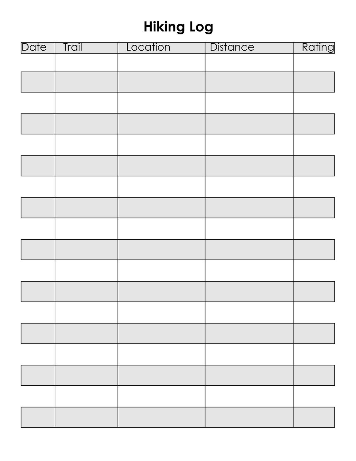 Hiking Notes and Log Printable - Etsy