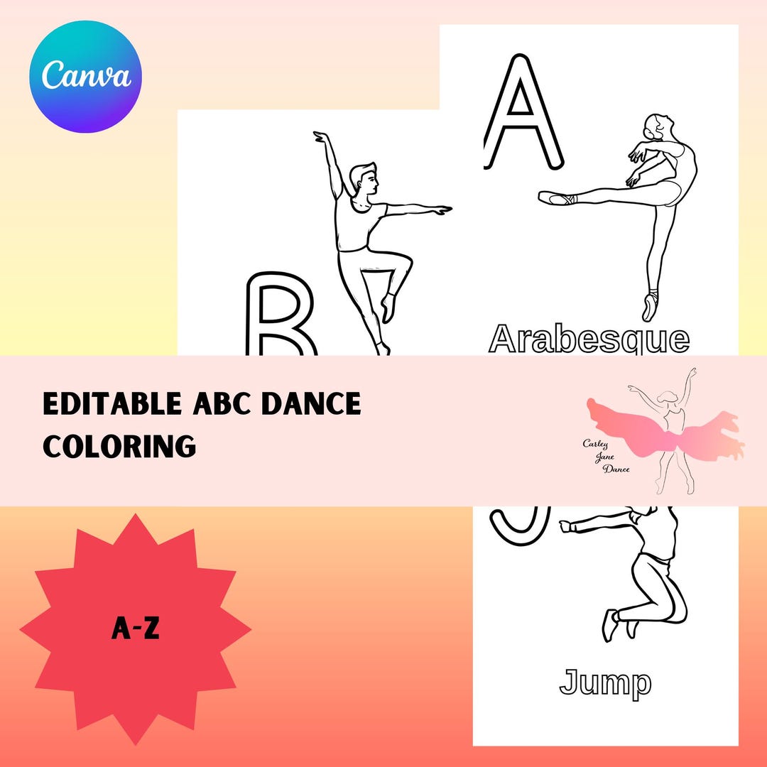 Dance Coloring Pages ABC Editable Template - Etsy