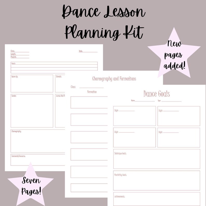 Dance Teacher Lesson Planning Kit Light Pink - Etsy