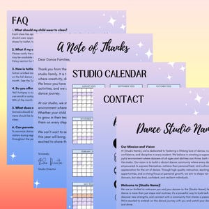 Dance Studio Welcome Packet: Editable Handbook & Forms (canva Template ...