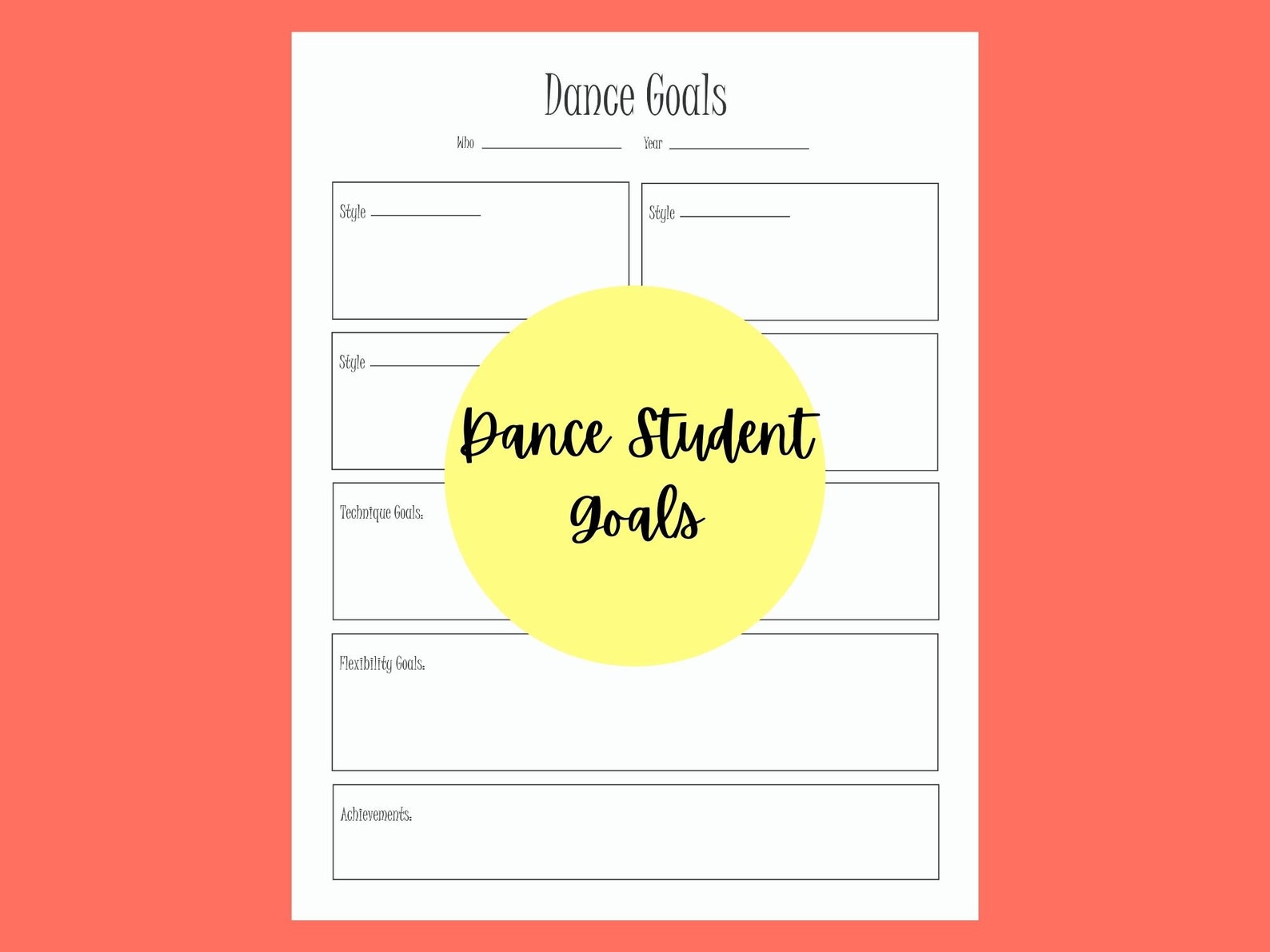 Dance Student Goals Digital Download - Etsy