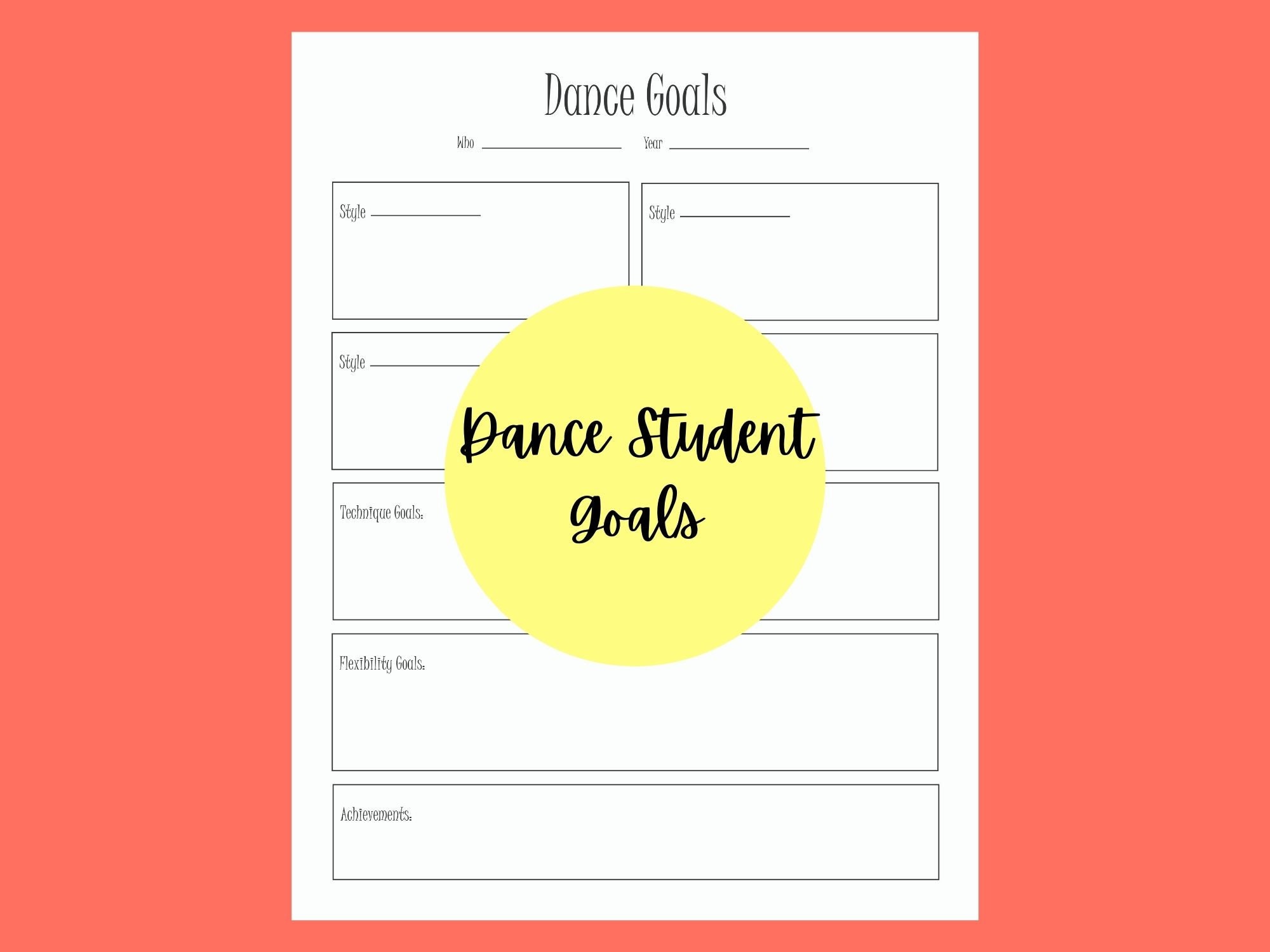 Dance Student Goals Digital Download - Etsy