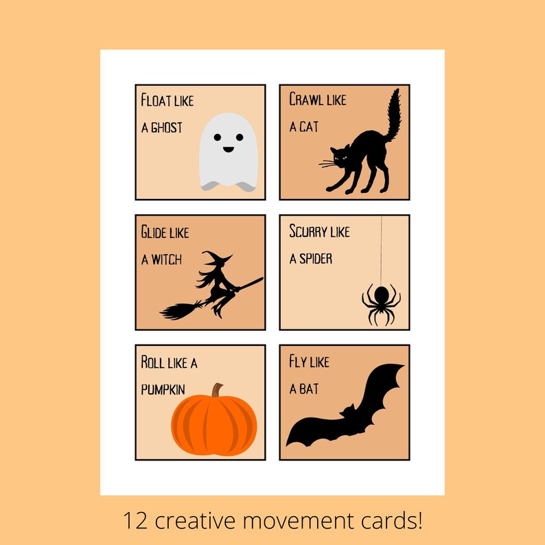 Halloween Creative Movement Cards for Dance Teachers | Spooky-themed ...
