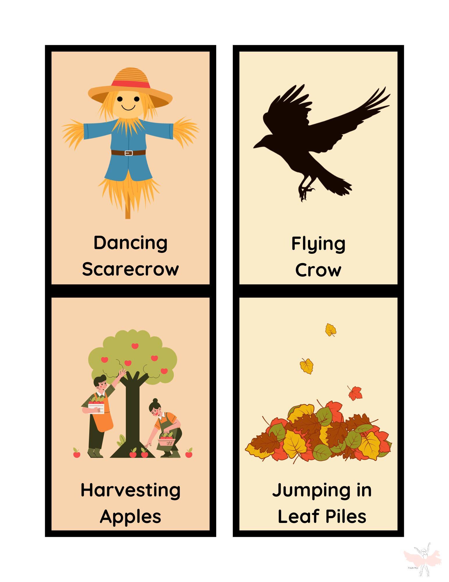 Fall Choreography Movement Cards | Dance Class Resource | Autumn ...