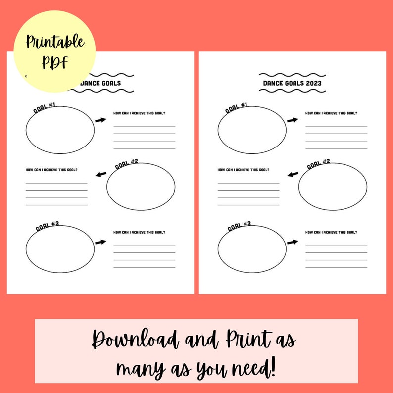 Dance Goals Worksheet Printable - Etsy