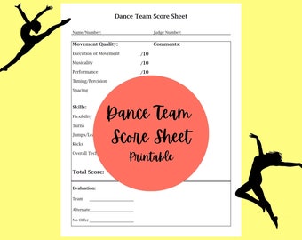 Dance Audition Score Sheet Dance Team Score Sheet Dance Competition ...