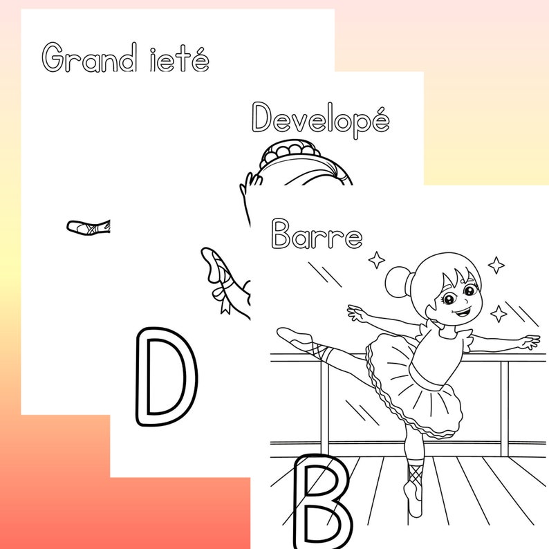 Ballet Alphabet Coloring Pages Printable Digital Download Educational ...