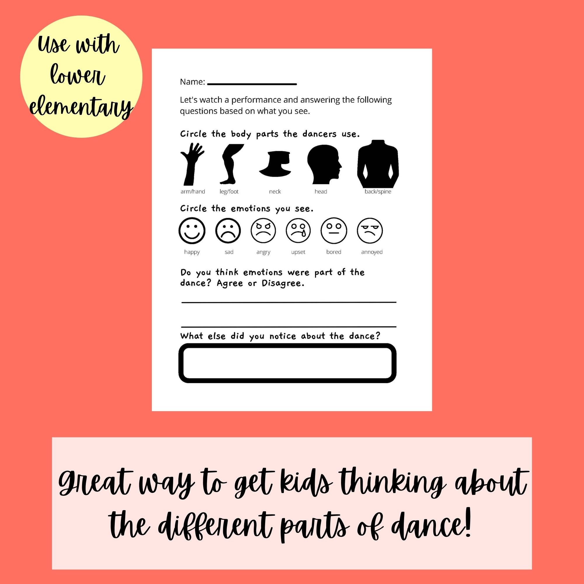 Dance Performance Activity Worksheets - Etsy