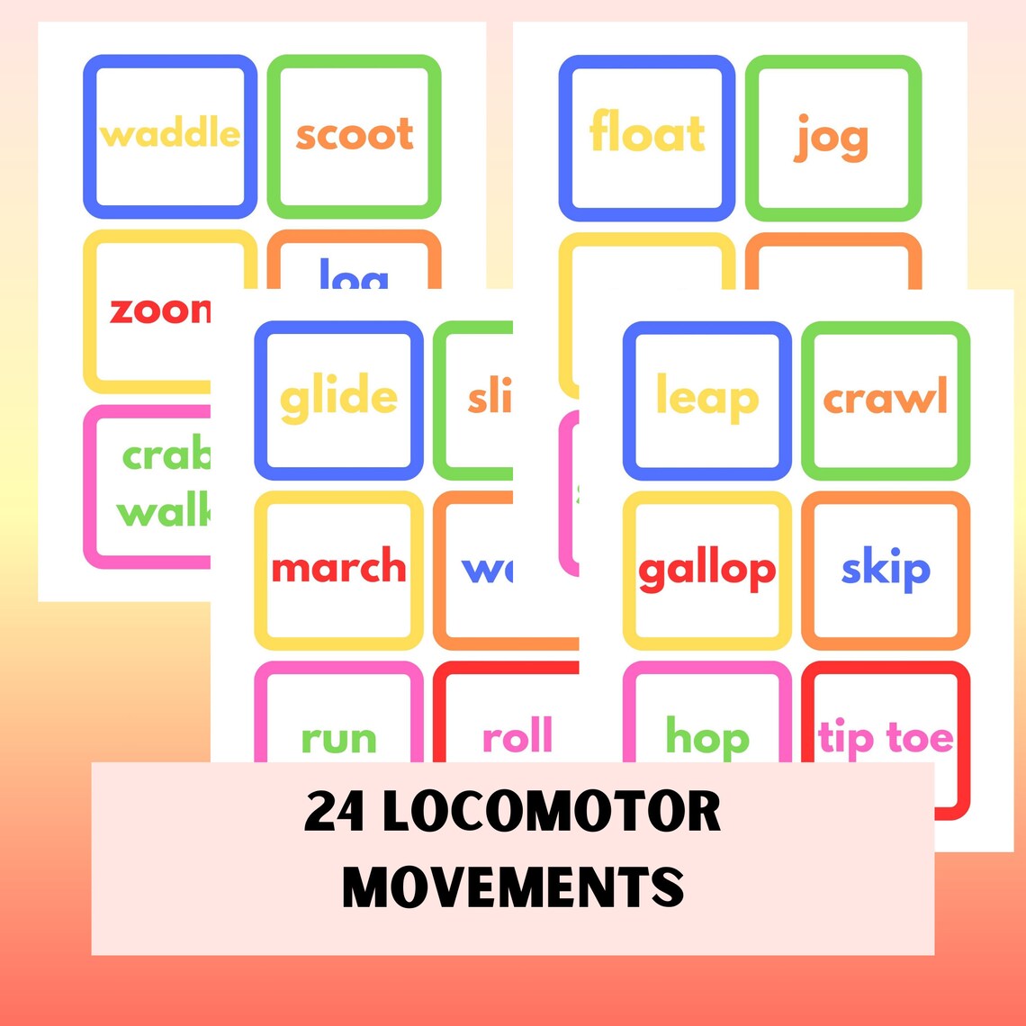 Locomotor Creative Movement Cards for Kids - Printable Activity Cards ...