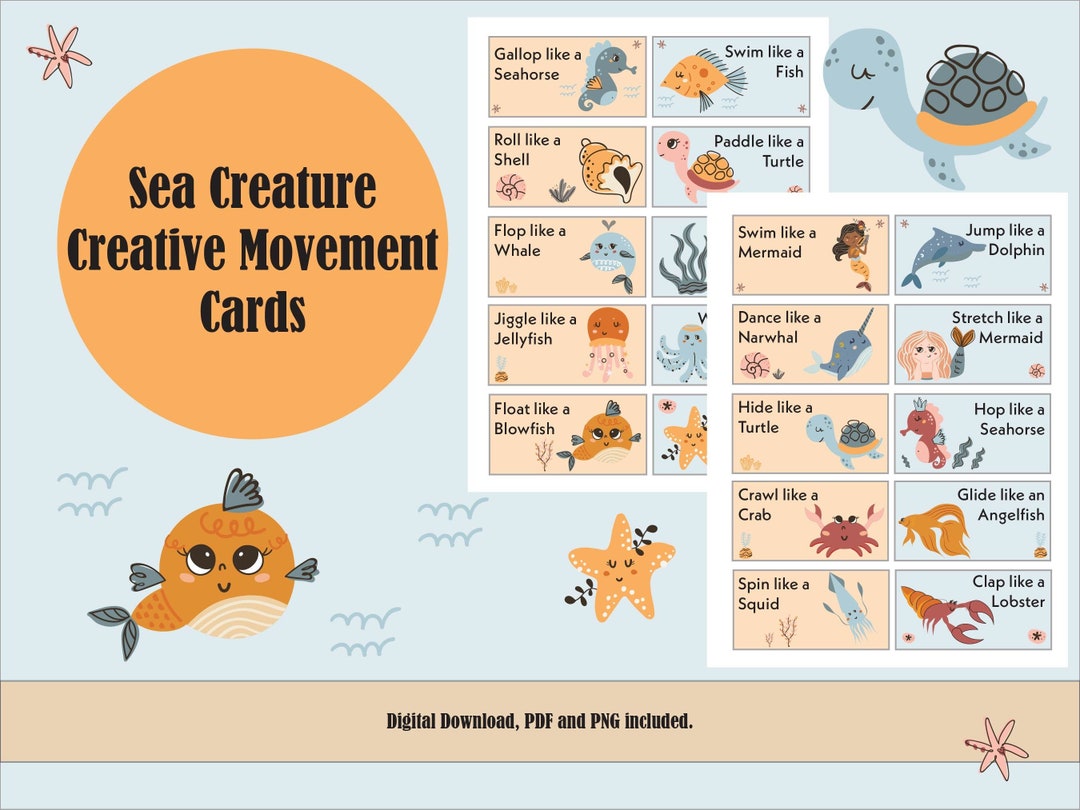 Sea Creature Creative Movement Cards - Etsy