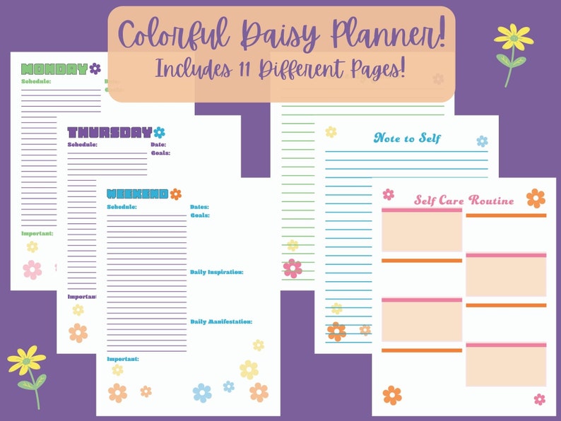 Colorful Daisy Planner Printable - Etsy