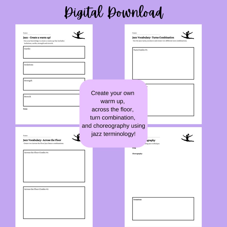 Jazz Dance Vocabulary Packet - Etsy