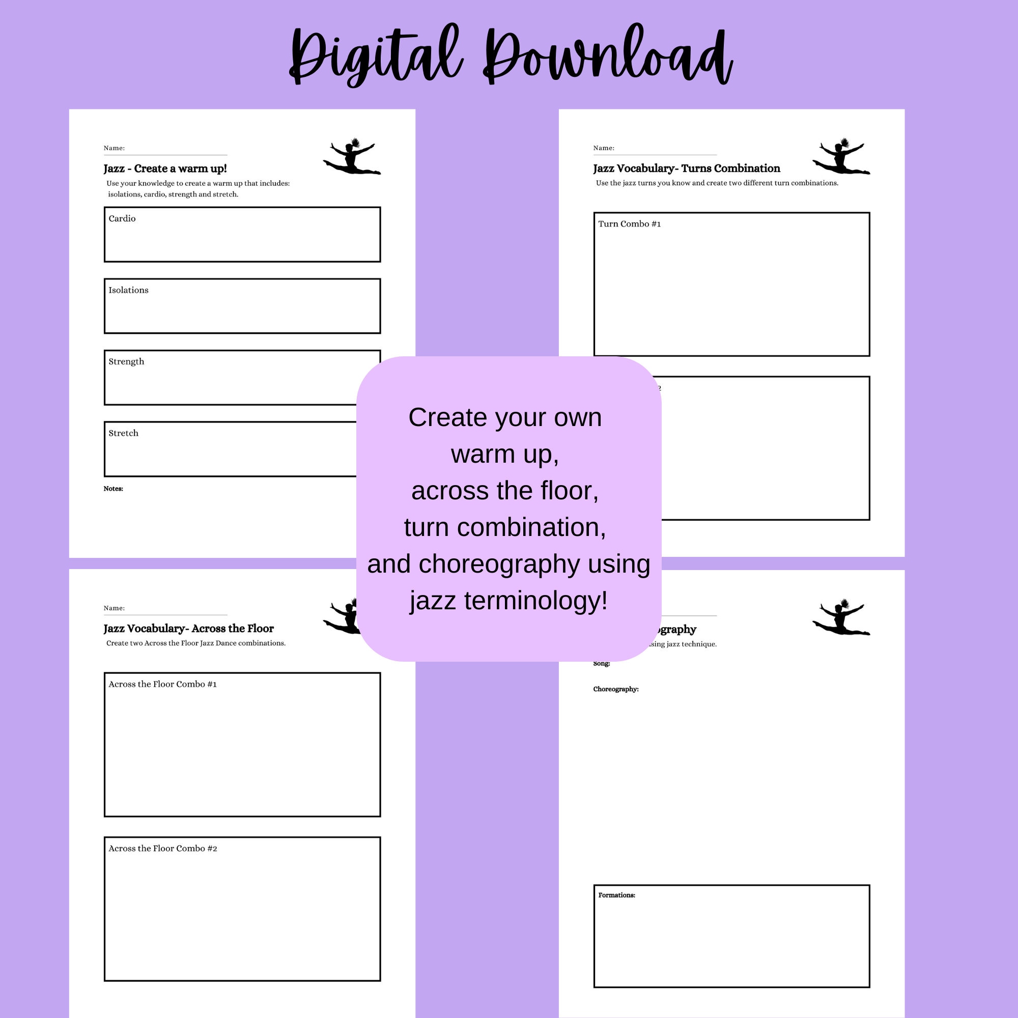 Jazz Dance Vocabulary Packet - Etsy