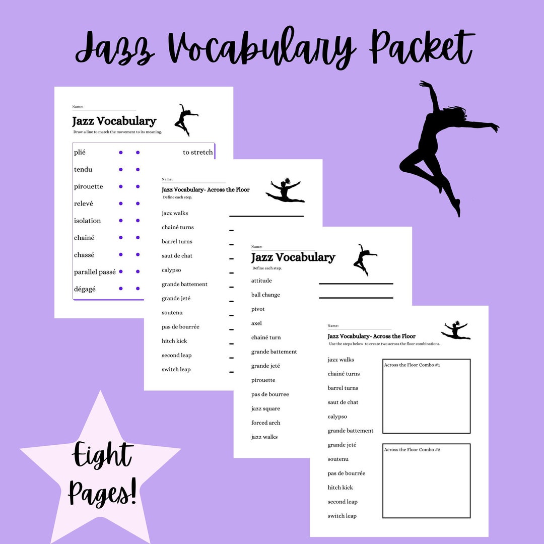 Jazz Dance Vocabulary Packet - Etsy