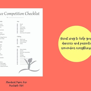 Dance Competition Checklist Printable Digital Download - Etsy