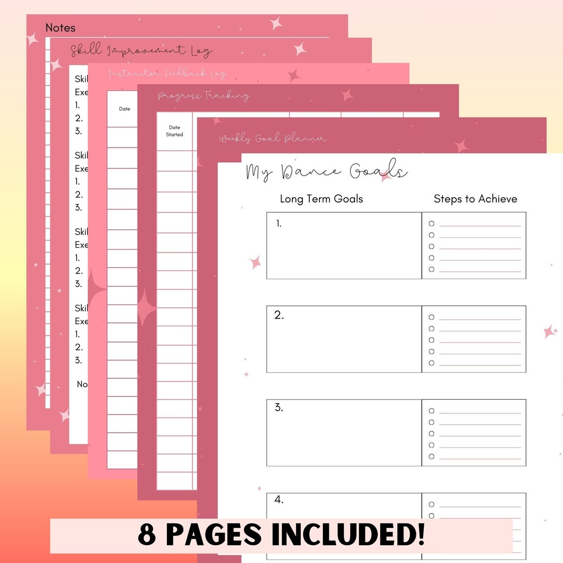 Dance Goal Planning Packet Dance Teachers and Students Printable - Etsy