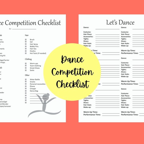 Dance Competition Checklist Printable PDF - Etsy