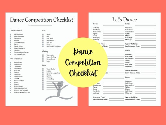Dance Competition Checklist Printable PDF | Etsy