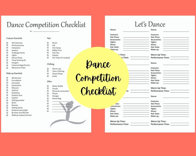 Dance Competition Checklist Printable PDF - Etsy