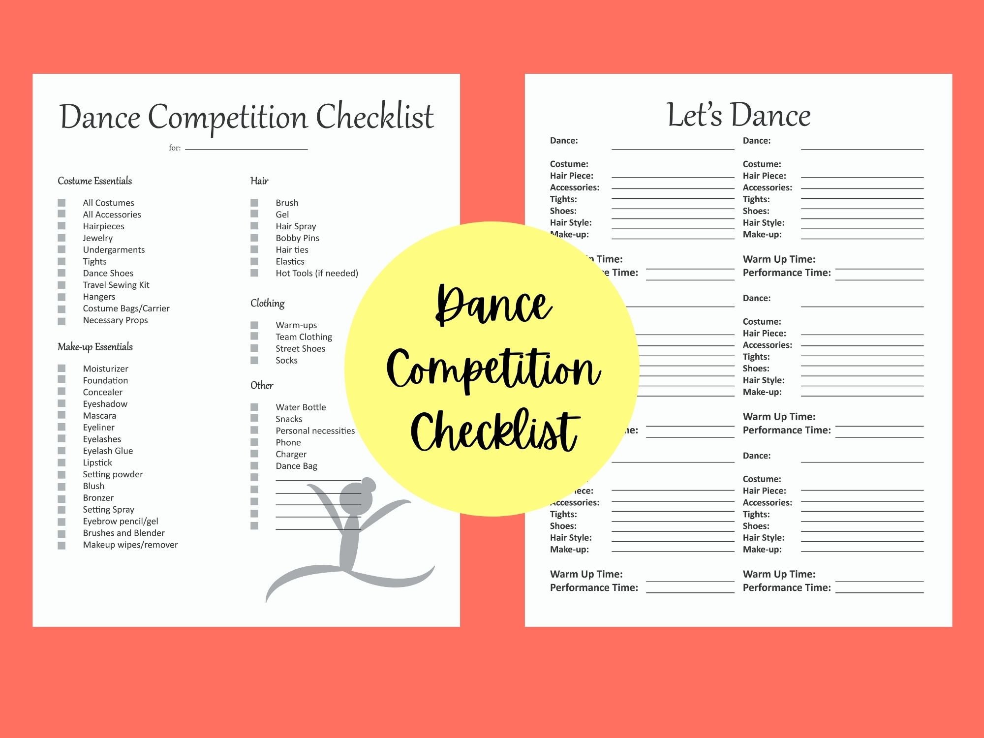 Dance Competition Checklist Printable Digital Download - Etsy