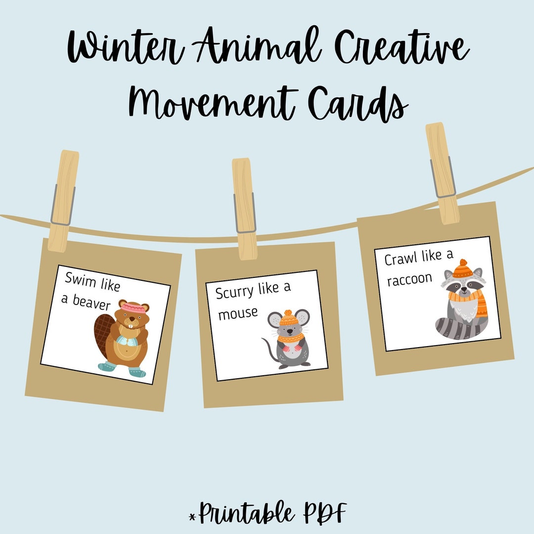 Winter Animal Creative Movement Cards - Etsy
