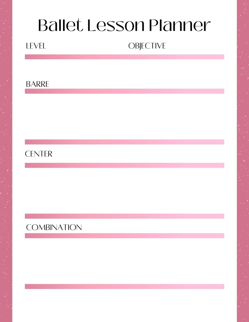 Pink Ballet Lesson Plan Printable - Etsy