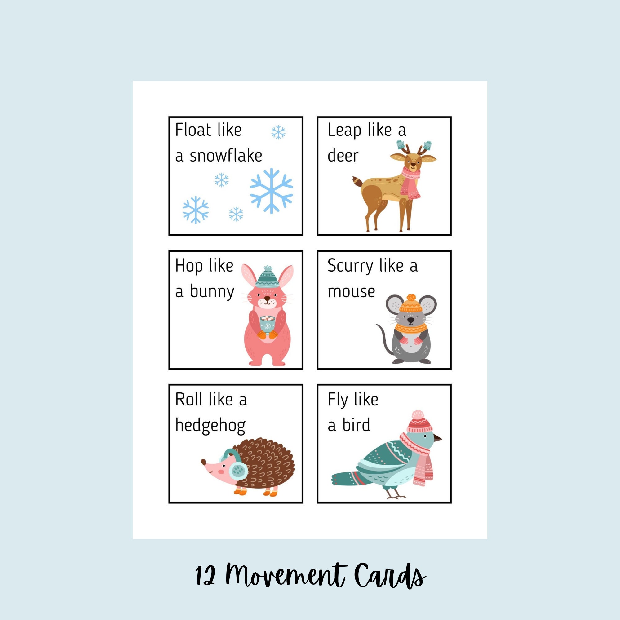 Winter Animal Creative Movement Cards | Printable Brain Breaks for Kids ...