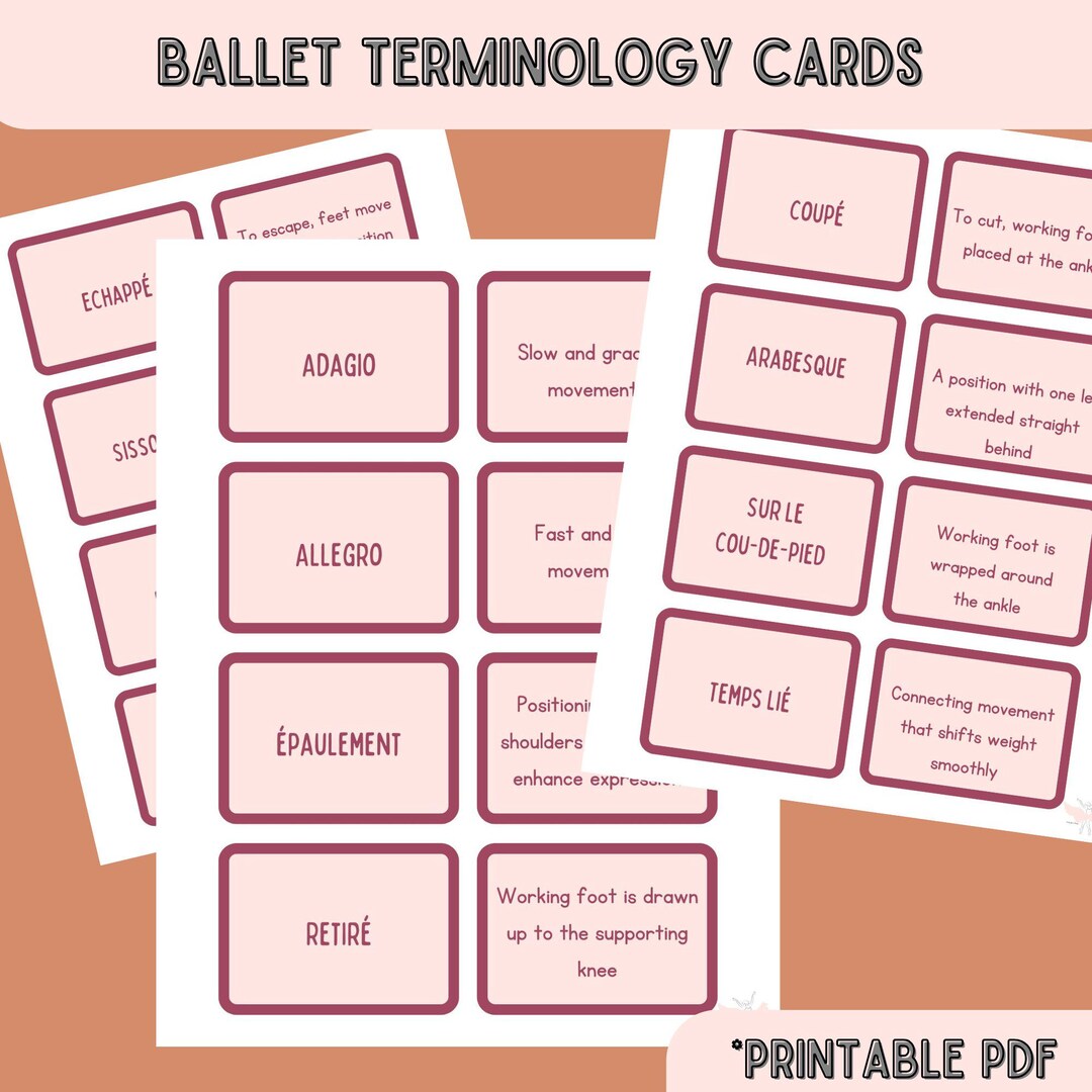 Ballet Terminology Flashcards | Ballet Vocabulary Matching Game for ...
