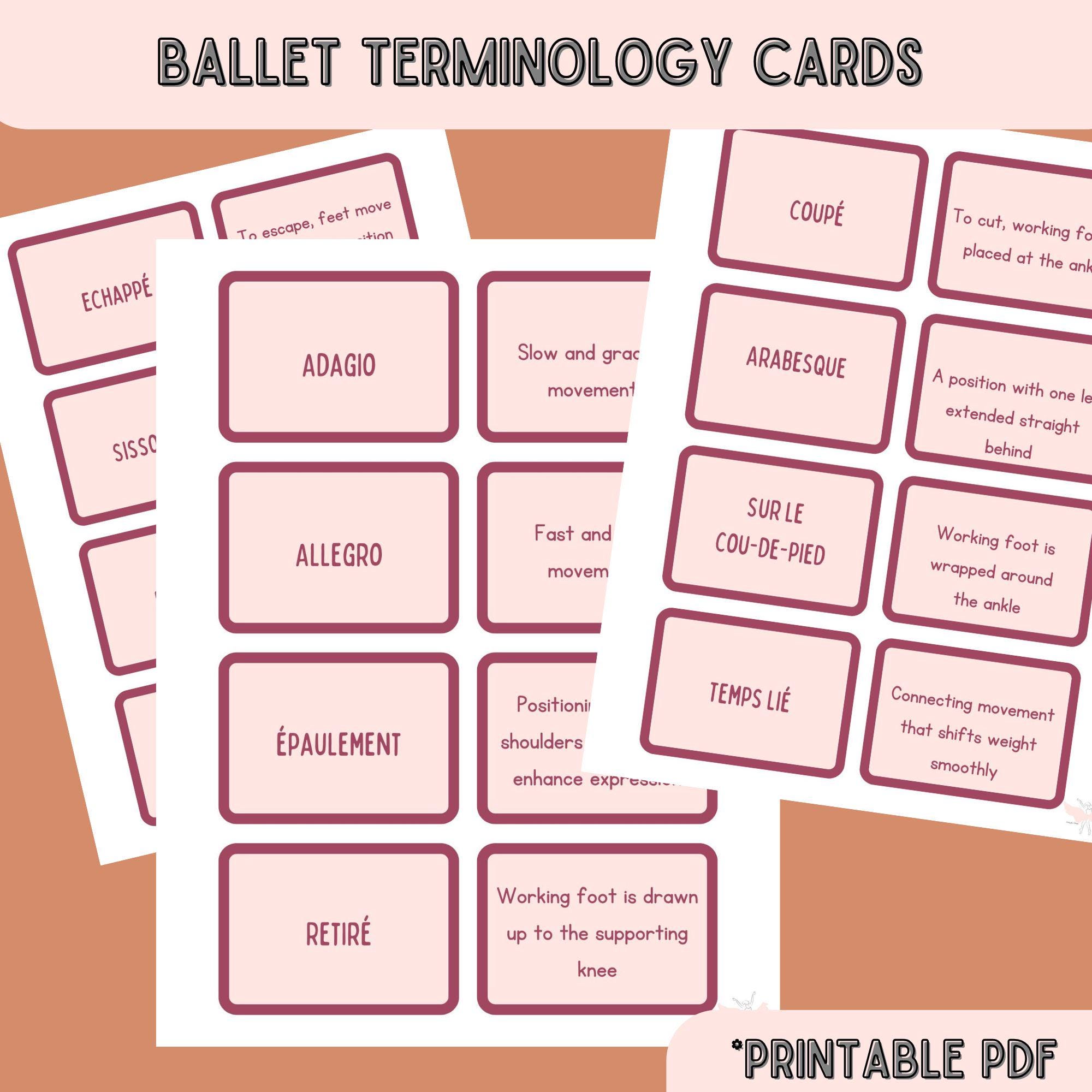 Ballet Terminology Flashcards | Ballet Vocabulary Matching Game for ...