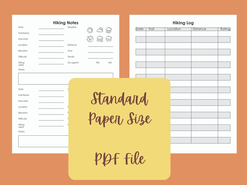 Hiking Notes and Log Printable - Etsy