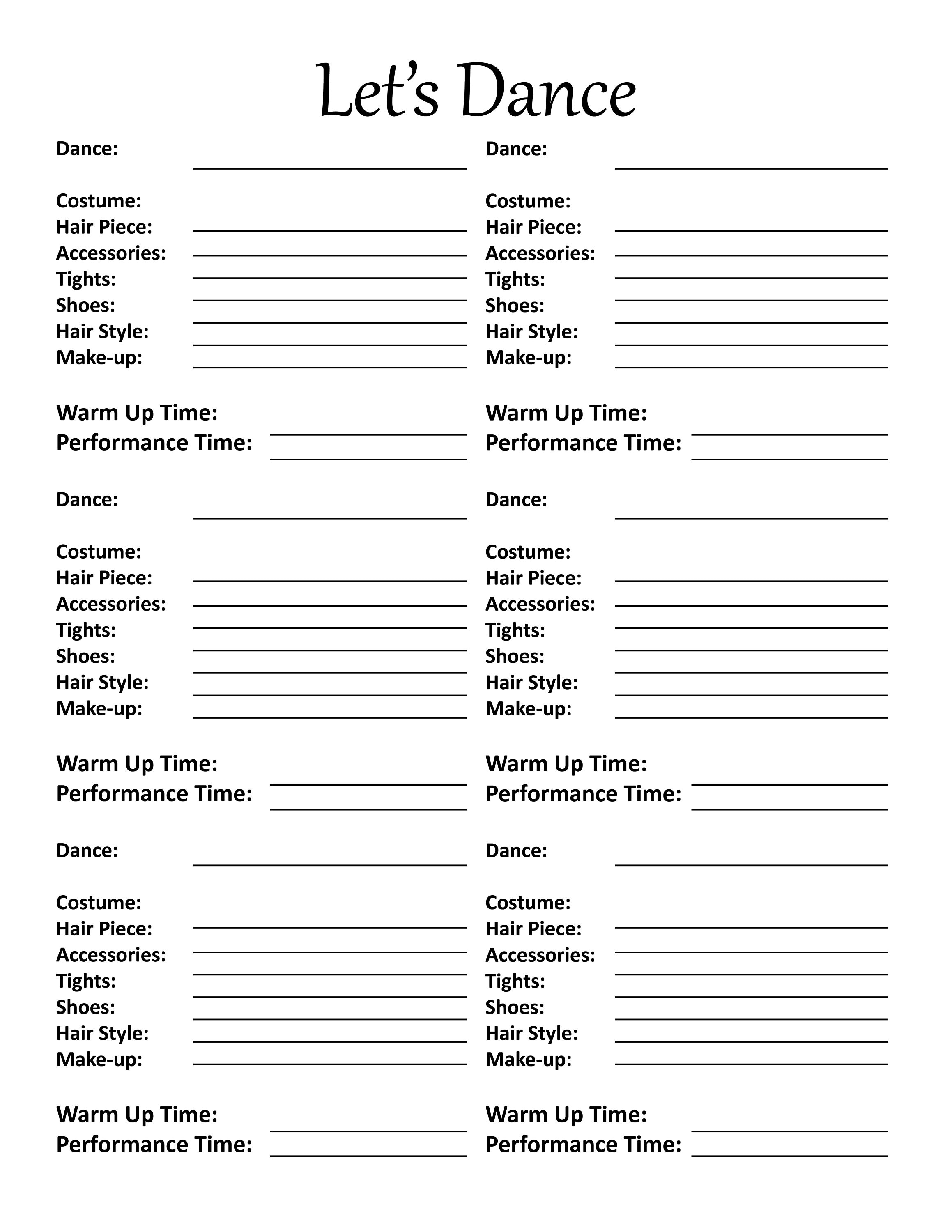 Dance Competition Checklist Printable Digital Download - Etsy