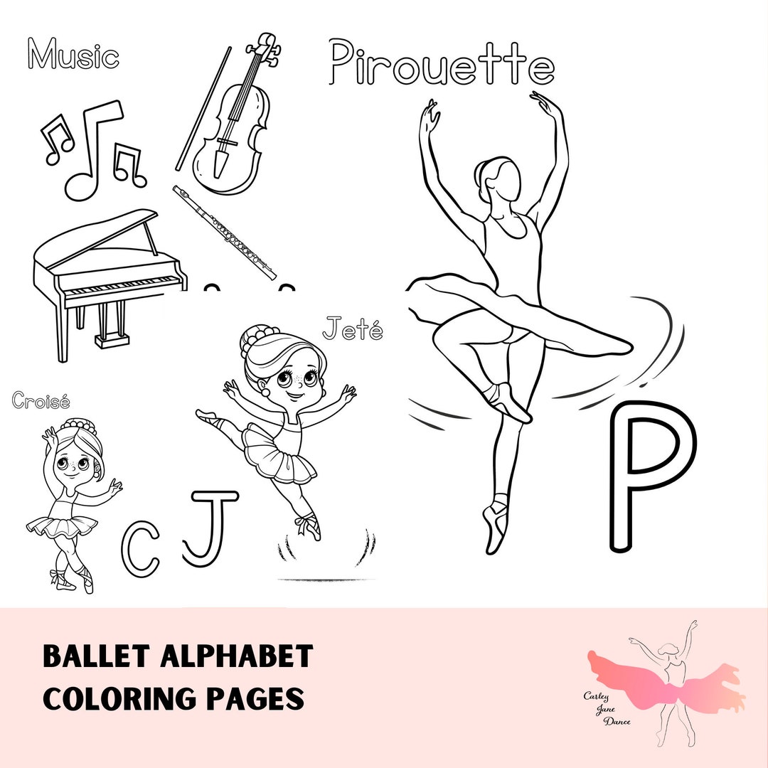 Ballet Alphabet Coloring Pages Printable Digital Download Educational ...