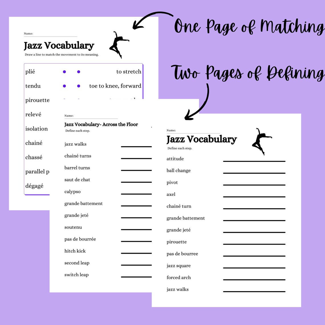 Jazz Dance Vocabulary Packet - Etsy