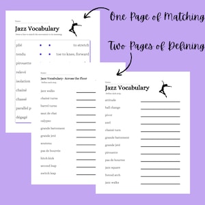 Jazz Dance Vocabulary Packet - Etsy